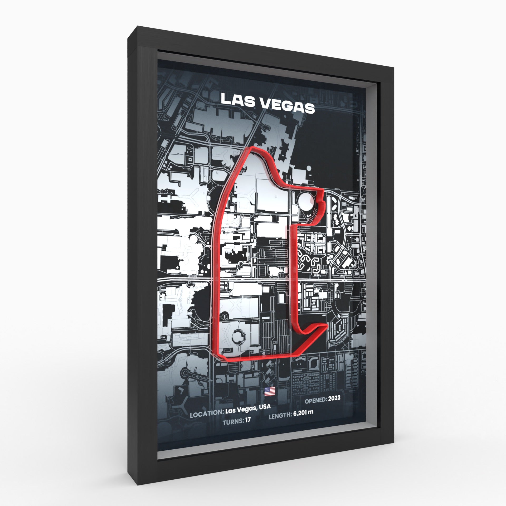 Las Vegas 3D poster in wooden frame I All race tracks I Gift for ...